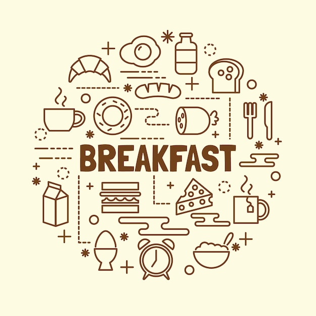 Premium Vector | Breakfast minimal thin line icons set Premium Vector | Breakfast minimal thin line icons set