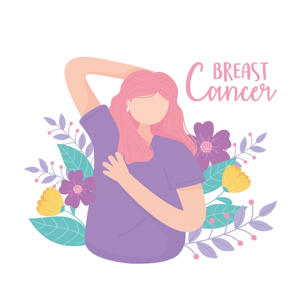 Premium Vector Breast Cancer Awareness Woman Flowers Cartoon Vector