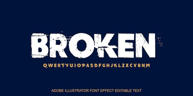 Premium Vector | Broken editable text effect Premium Vector | Broken editable text effect