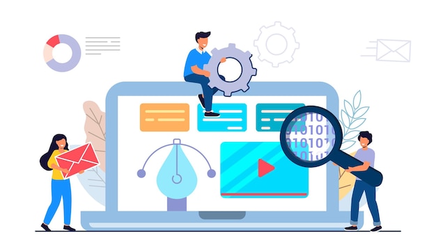 Premium Vector | Building website project as programming homepage process abstract design work ...