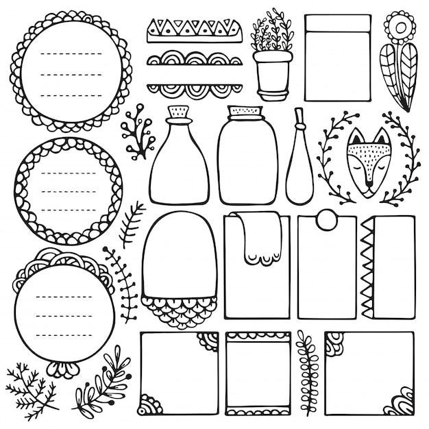 Premium Vector Bullet Journal Hand Drawn Elements For Notebook Diary And Planner Doodle