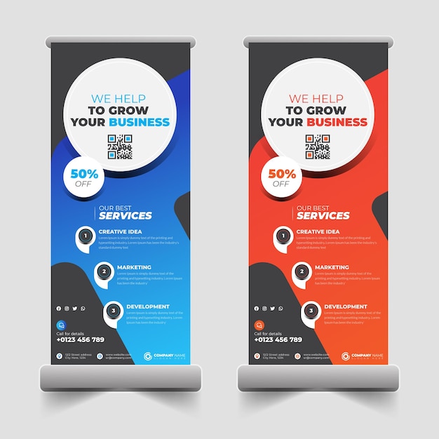 Premium Vector Business Agency Roll Up Banner Or Pull Up Banner