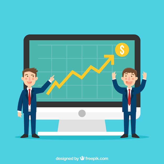 Free Vector | Business growth concept with computer Free Vector | Business growth concept with computer