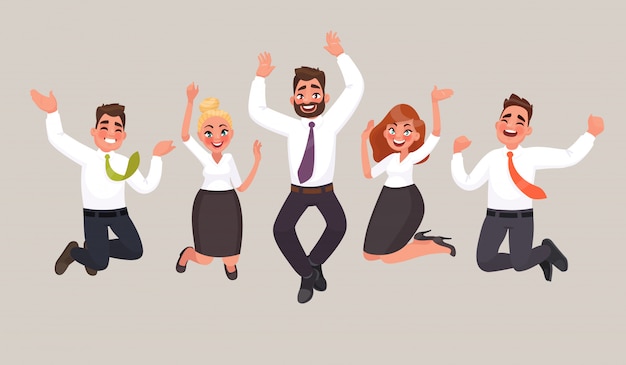 Premium Vector | Business people are jumping, celebrating achievement ... Premium Vector | Business people are jumping, celebrating achievement ...