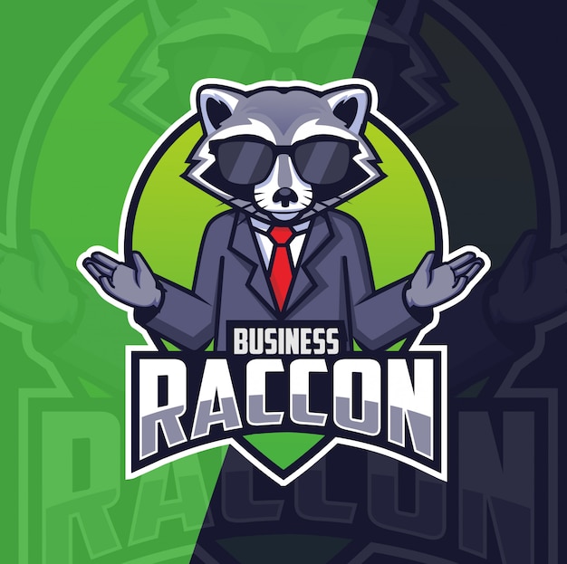 Premium Vector | Business raccoon mascot logo design Premium Vector | Business raccoon mascot logo design