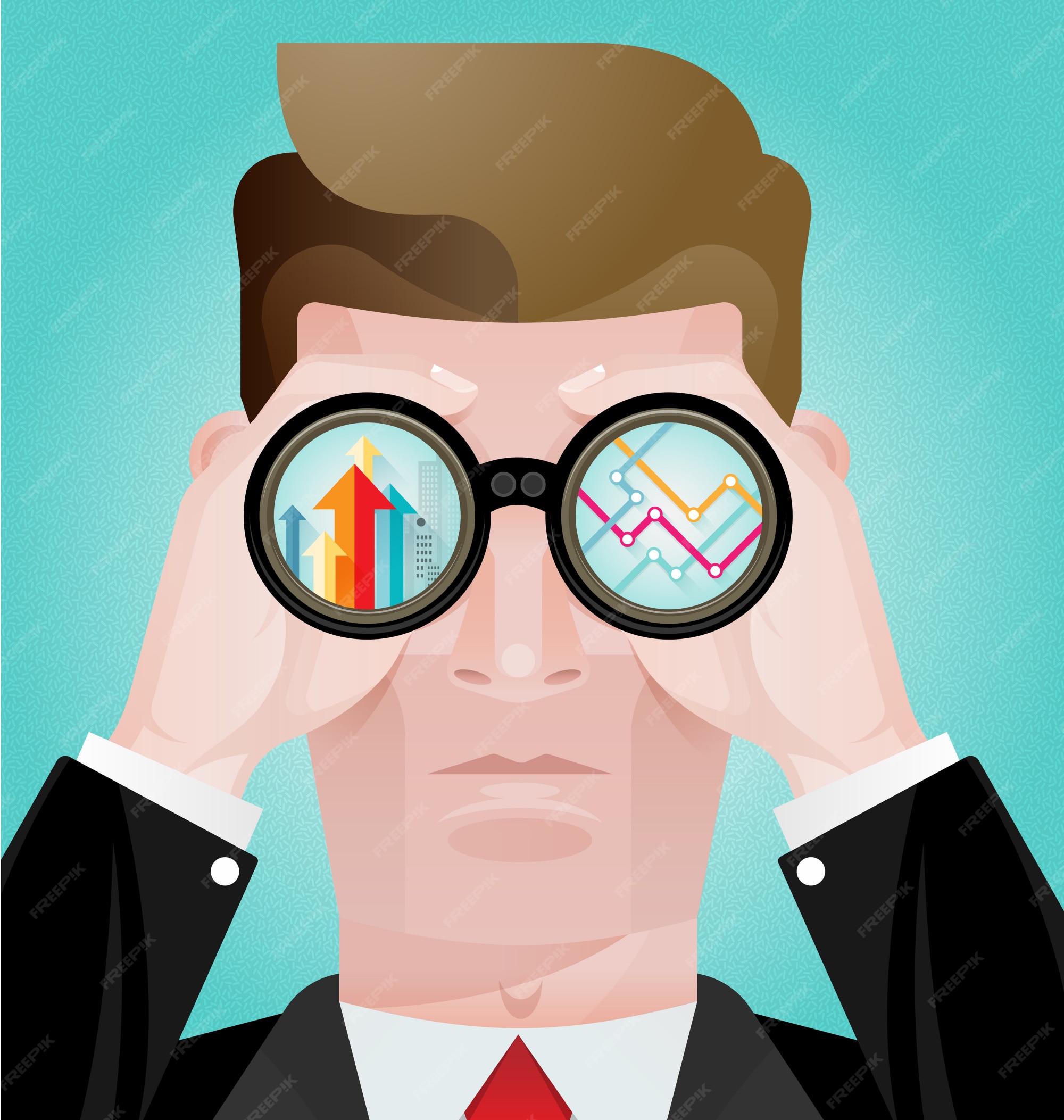 Premium Vector | Business vision concept, businessman looking to the ... Premium Vector | Business vision concept, businessman looking to the ...