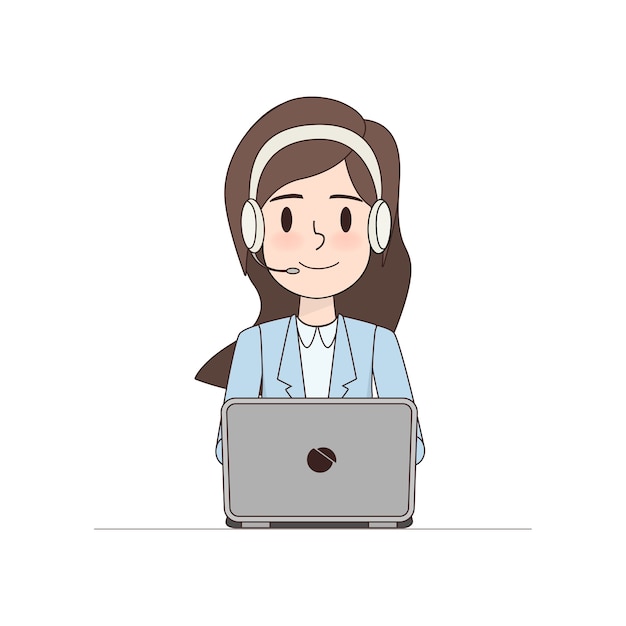 Premium Vector | Business woman character in call center. Premium Vector | Business woman character in call center.