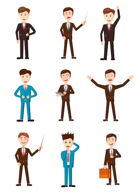 Businessman character set. cartoon set of businessman | Premium Vector Businessman character set. cartoon set of businessman | Premium Vector