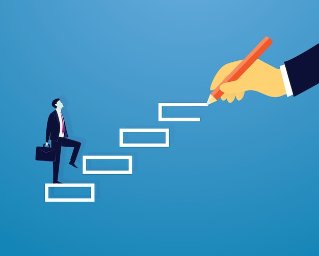 Premium Vector | Businessman climb success ladder Premium Vector | Businessman climb success ladder