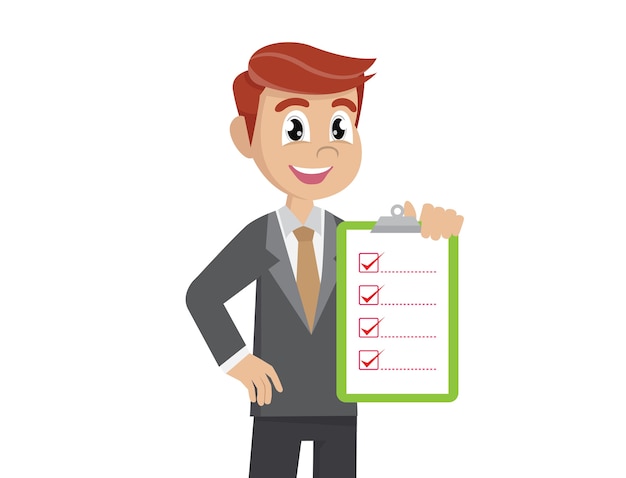 Premium Vector | Businessman holding checklist. Premium Vector | Businessman holding checklist.