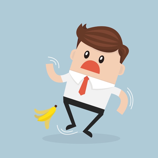 Businessman Slipping On A Banana Peel Vector Premium Download