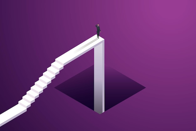 Premium Vector | Businessman stands on a falling arrow chart Premium Vector | Businessman stands on a falling arrow chart