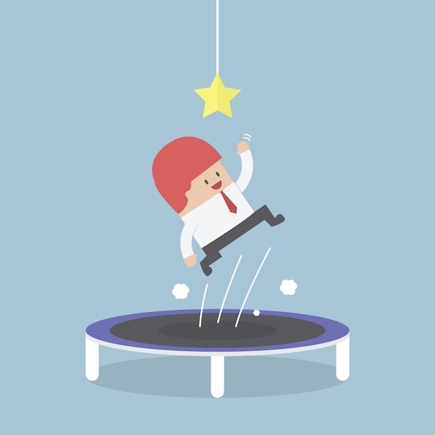 Premium Vector | Businessman trying to catch the star Premium Vector | Businessman trying to catch the star