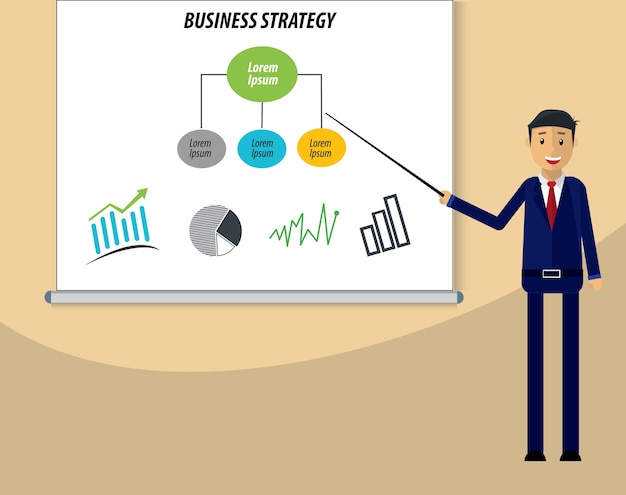 Premium Vector | Businessman with presentation Premium Vector | Businessman with presentation