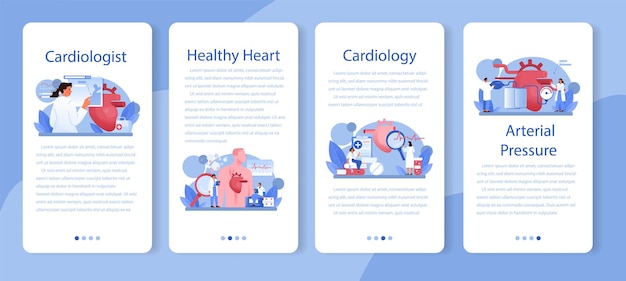 Premium Vector | Cardiologist mobile application banner set. idea of ... Premium Vector | Cardiologist mobile application banner set. idea of ...