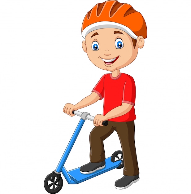 Premium Vector | Cartoon boy riding a scooter Premium Vector | Cartoon boy riding a scooter