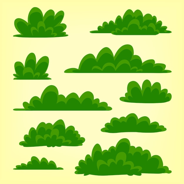 Premium Vector | Cartoon hand drawn doodle bush collection template set Premium Vector | Cartoon hand drawn doodle bush collection template set
