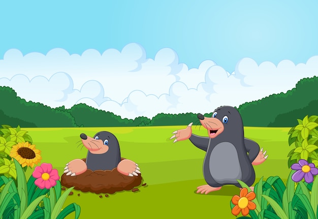 Premium Vector | Cartoon happy mole in the forest Premium Vector | Cartoon happy mole in the forest