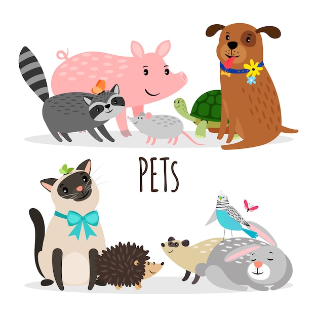 Premium Vector | Cartoon pets collection Premium Vector | Cartoon pets collection