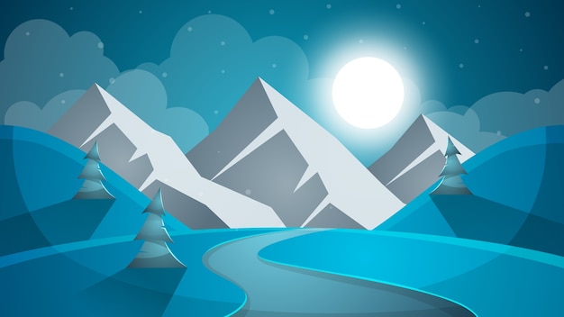 Premium Vector | Cartoon snow landscape Premium Vector | Cartoon snow landscape
