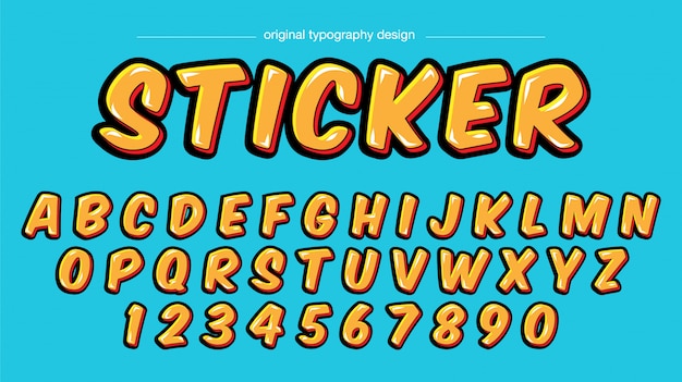 Premium Vector Cartoon Sticker Typography Design