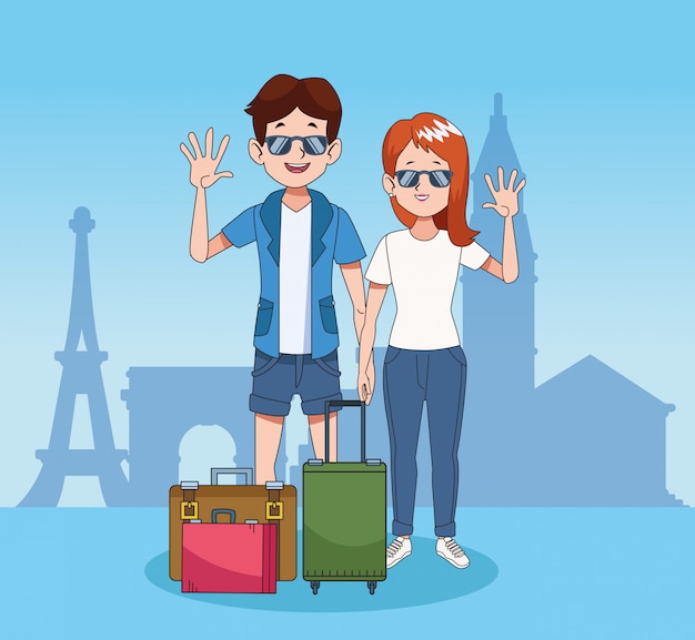Premium Vector Cartoon Tourists And World Travel Design