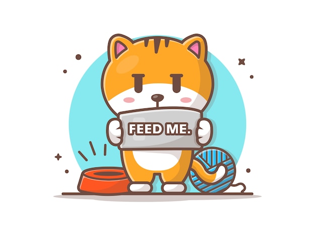 Premium Vector | Cat ask to feed illustration Premium Vector | Cat ask to feed illustration