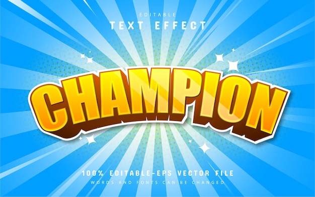 Premium Vector | Champion text effect cartoon style Premium Vector | Champion text effect cartoon style