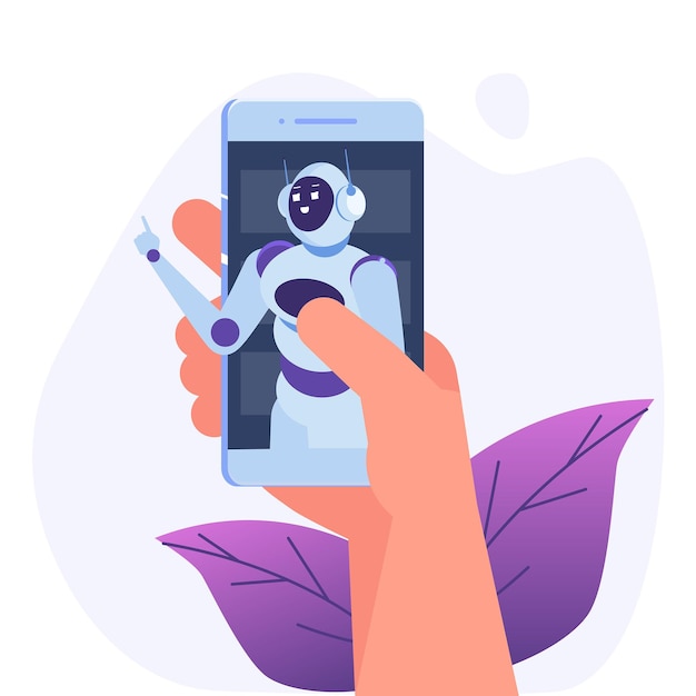 Premium Vector | Chatbot concept. man talking to robot. customer ... Premium Vector | Chatbot concept. man talking to robot. customer ...