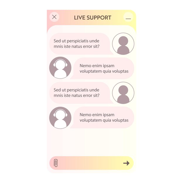 Premium Vector | Chatbot window. user interface of application with online dialogue ...
