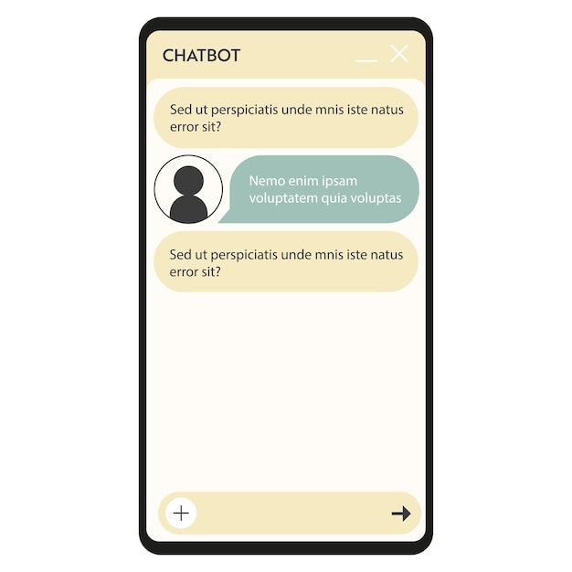Premium Vector | Chatbot window. user interface of application with online dialogue ...