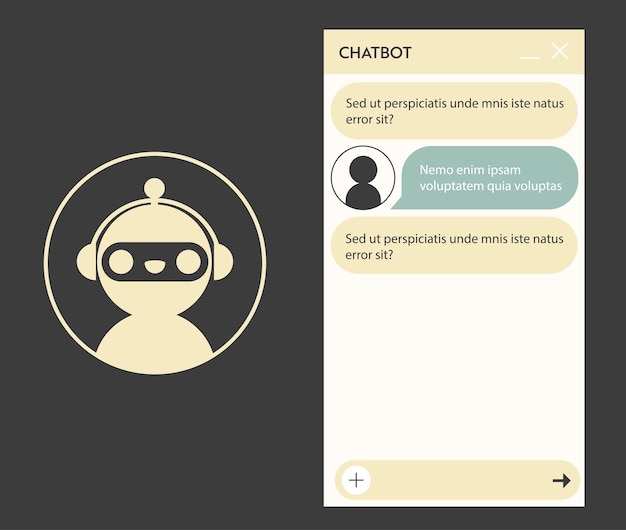 Premium Vector | Chatbot window with robot icon. user interface of application with online ...