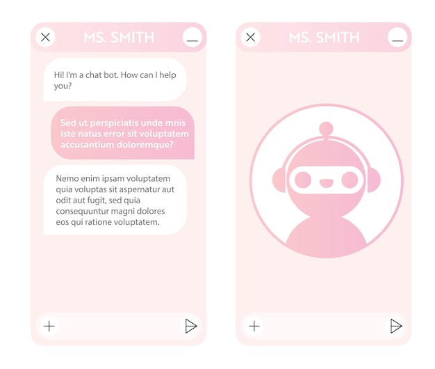 Premium Vector Chatbot Window With Start Page User Interface Of Application With Online