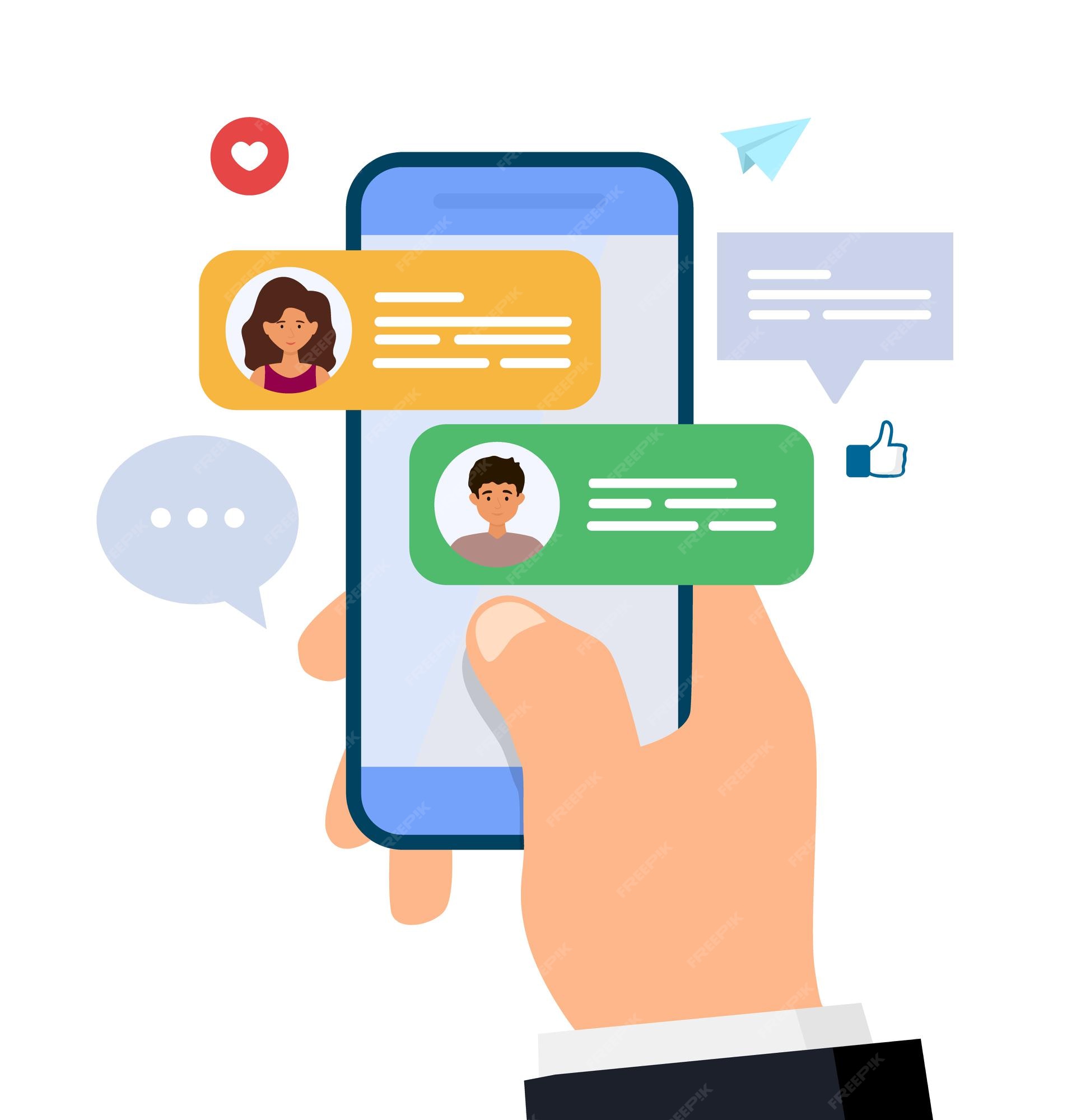 Premium Vector | Chatting and messaging. man and woman chatting on ... Premium Vector | Chatting and messaging. man and woman chatting on ...