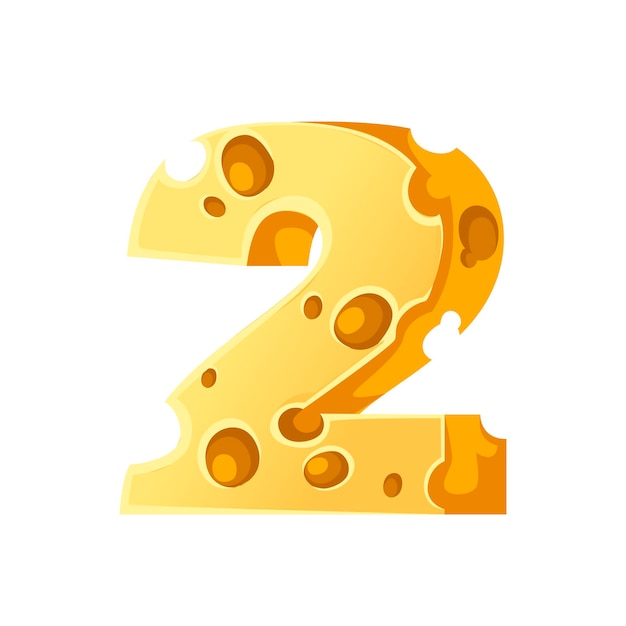 Premium Vector | Cheese number 2 style cartoon food design flat vector ... Premium Vector | Cheese number 2 style cartoon food design flat vector ...