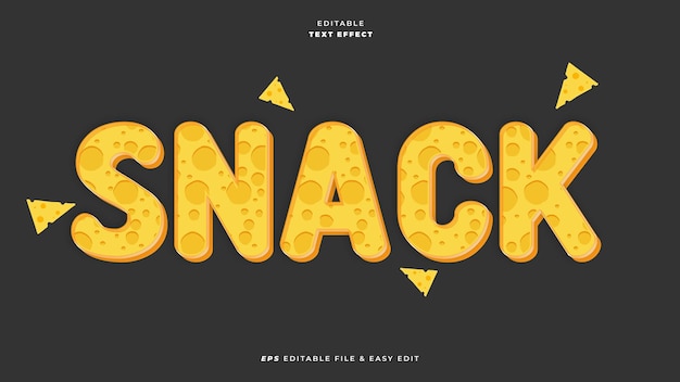 Premium Vector | Cheese snack editable text effect Premium Vector | Cheese snack editable text effect