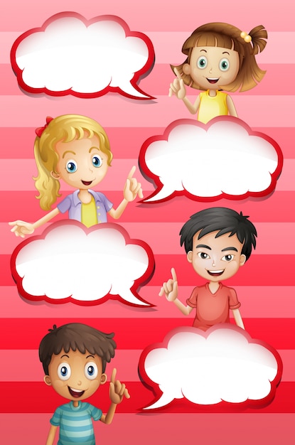 Free Vector | Children and bubble speeches design illustration Free Vector | Children and bubble speeches design illustration