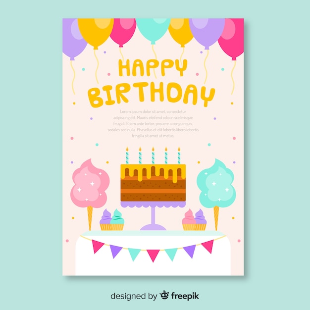 Free Vector | Childrens birthday invitation template Free Vector | Childrens birthday invitation template