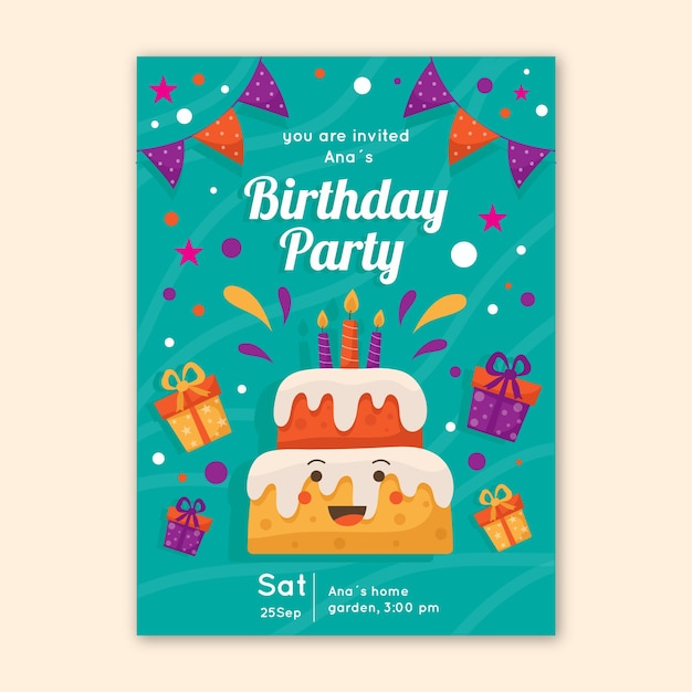 Free Vector | Childrens birthday invitation template Free Vector | Childrens birthday invitation template