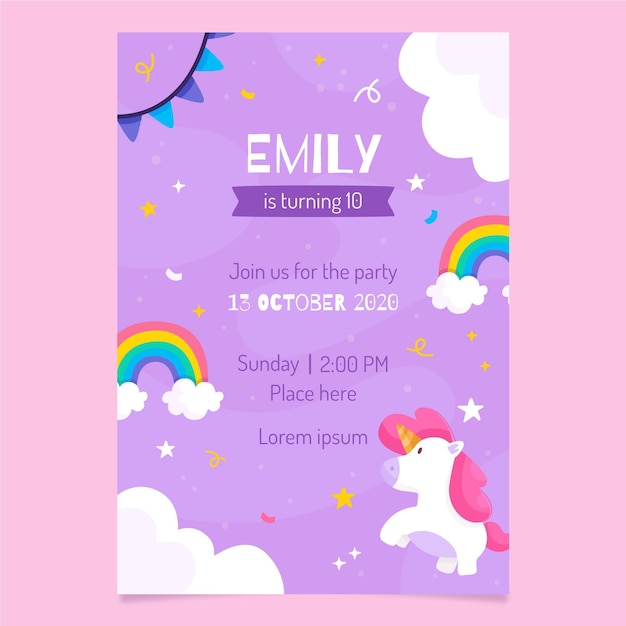 Free Vector | Childrens birthday invitation template Free Vector | Childrens birthday invitation template