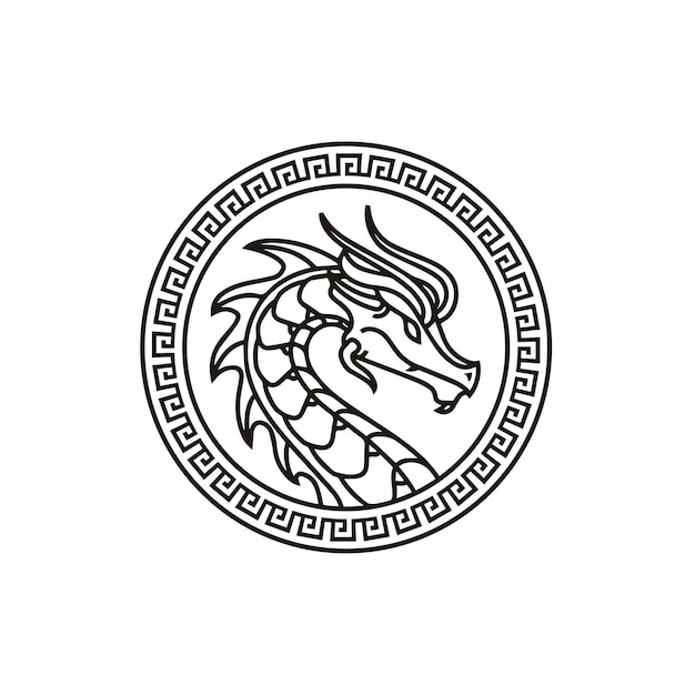 Premium Vector | Chinese myth dragon badge coin medallion logo design Premium Vector | Chinese myth dragon badge coin medallion logo design