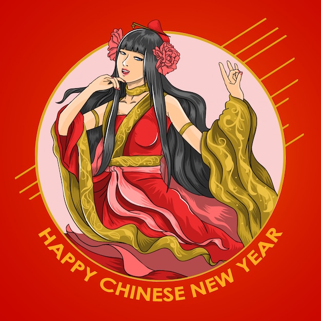 Premium Vector Chinese New Year Beautifull Girl