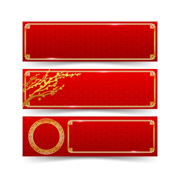 Premium Vector | Chinese new year decoration banner set Premium Vector | Chinese new year decoration banner set