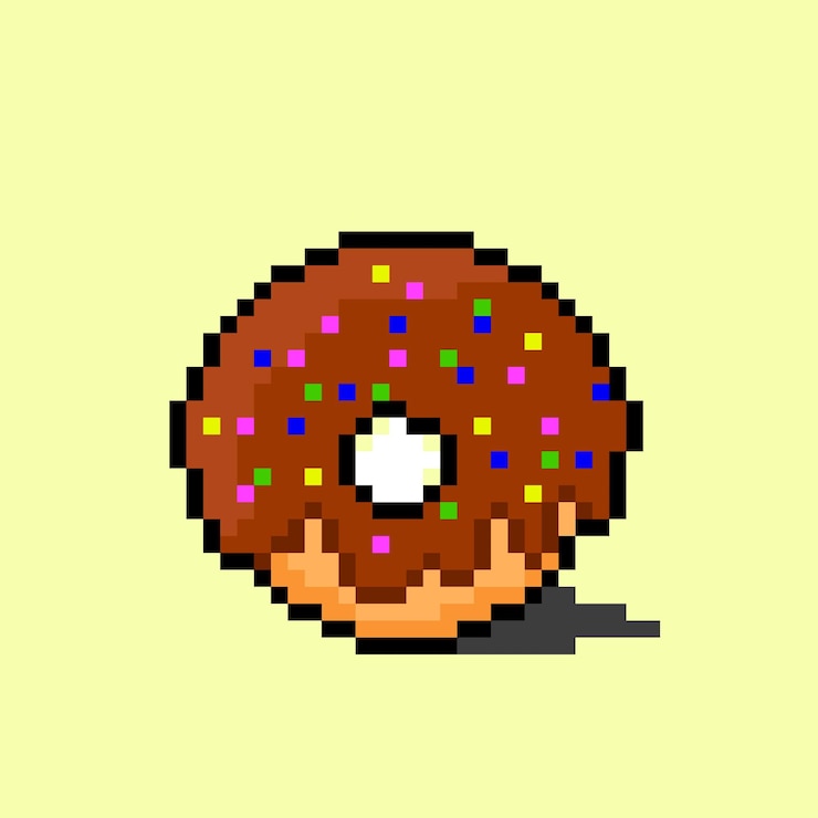 Premium Vector | Chocolate donut with pixel art style Premium Vector | Chocolate donut with pixel art style