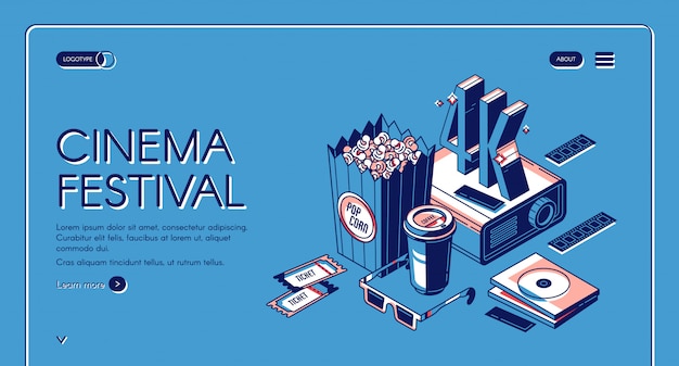 Free Vector | Cinema festival movie time entertainment banner Free Vector | Cinema festival movie time entertainment banner