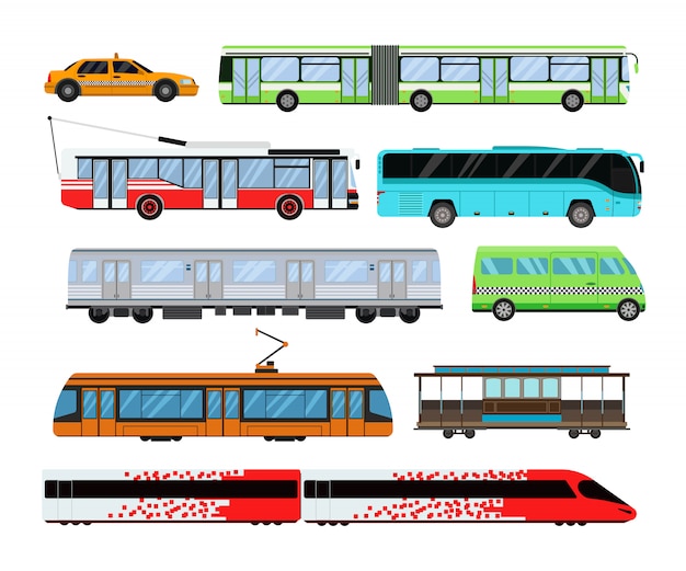 City transport set vector illustration. | Premium Vector City transport set vector illustration. | Premium Vector