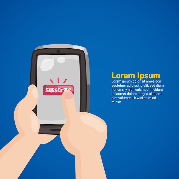 Premium Vector | Clicking subscribe button on mobile phone Premium Vector | Clicking subscribe button on mobile phone