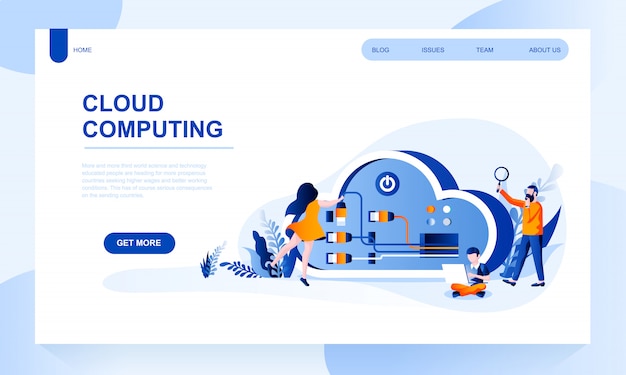 Premium Vector | Cloud computing landing page template with header Premium Vector | Cloud computing landing page template with header
