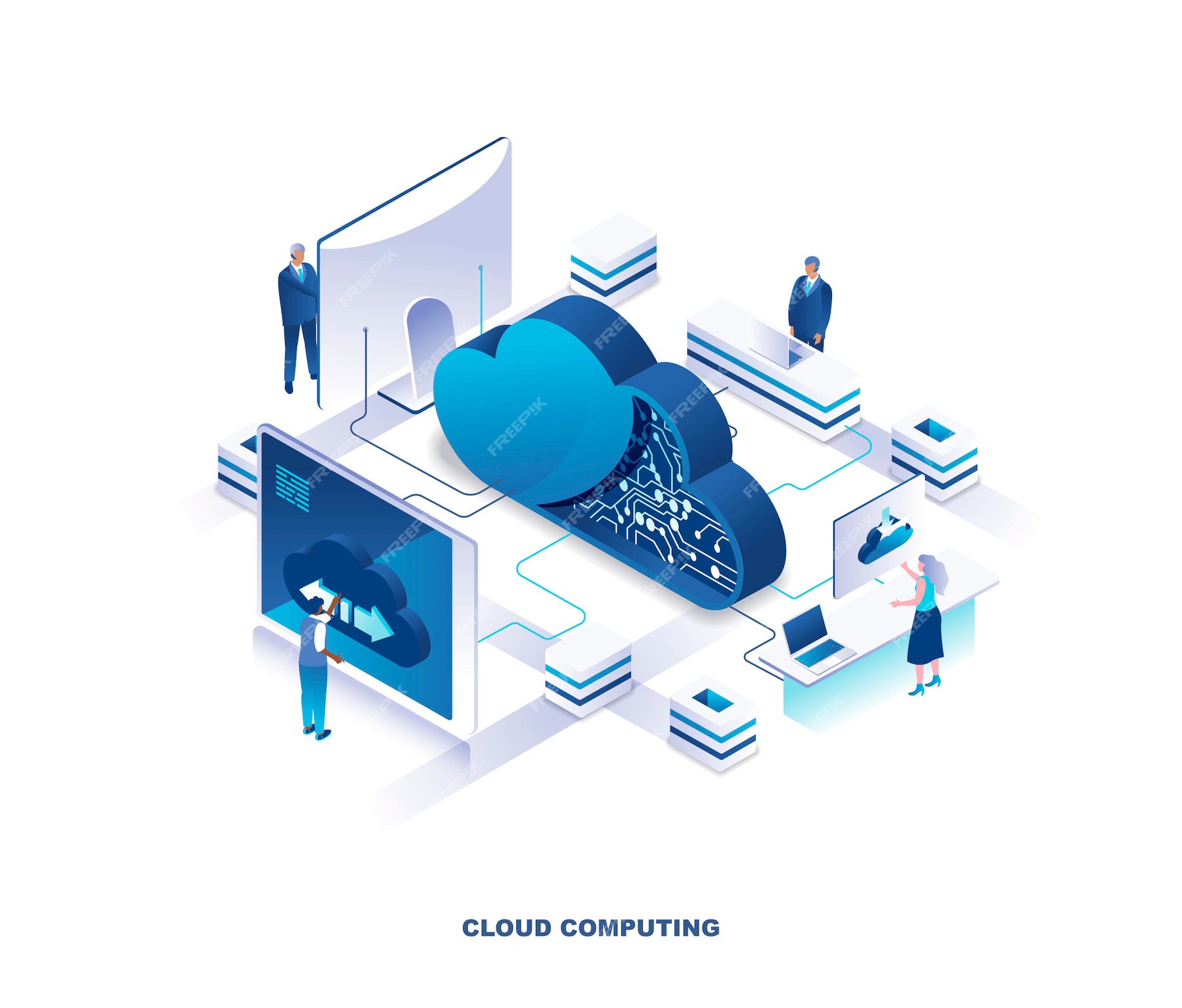 Premium Vector | Cloud computing service isometric concept Premium Vector | Cloud computing service isometric concept