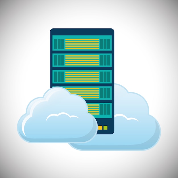 Premium Vector | Cloud hosting data center icon Premium Vector | Cloud hosting data center icon